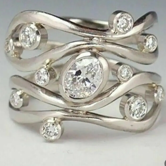 Jewelry | Elegant Silver Wave Design Ring | Poshmark